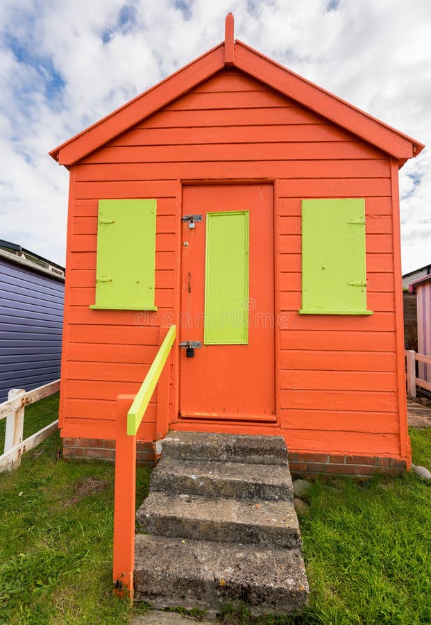 Colorful Beach Side Huts on Devon Coast of England Stock Photo - Image ...