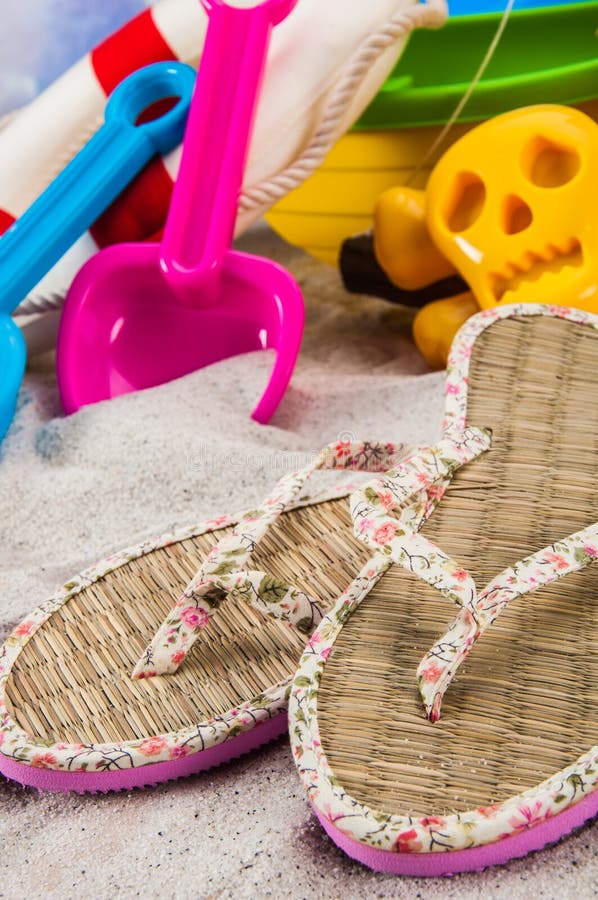 Sunny Composition of Beach Stuff Stock Image - Image of nature, beach ...