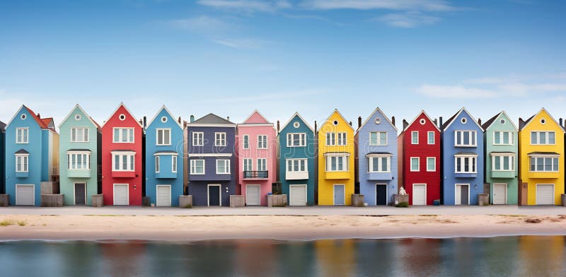 Colorful Beachfront Houses stock photo. Image of variety - 302480668