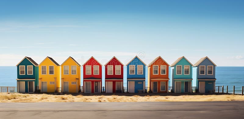 Colorful Beachfront Houses stock photo. Image of peaceful - 320749612