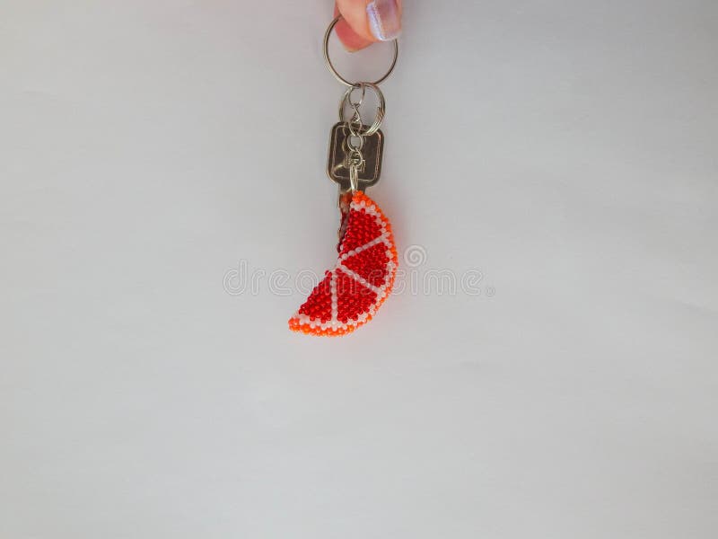 Colorful Bead Key Chain on a White Background Stock Image - Image of ...