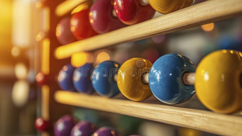 Colorful Beaded Abacus Demonstrating Traditional Counting Methods in a ...