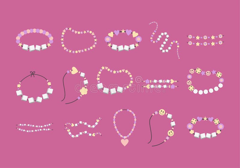 Colorful Beaded Jewelry Element Set Stock Illustration - Illustration ...