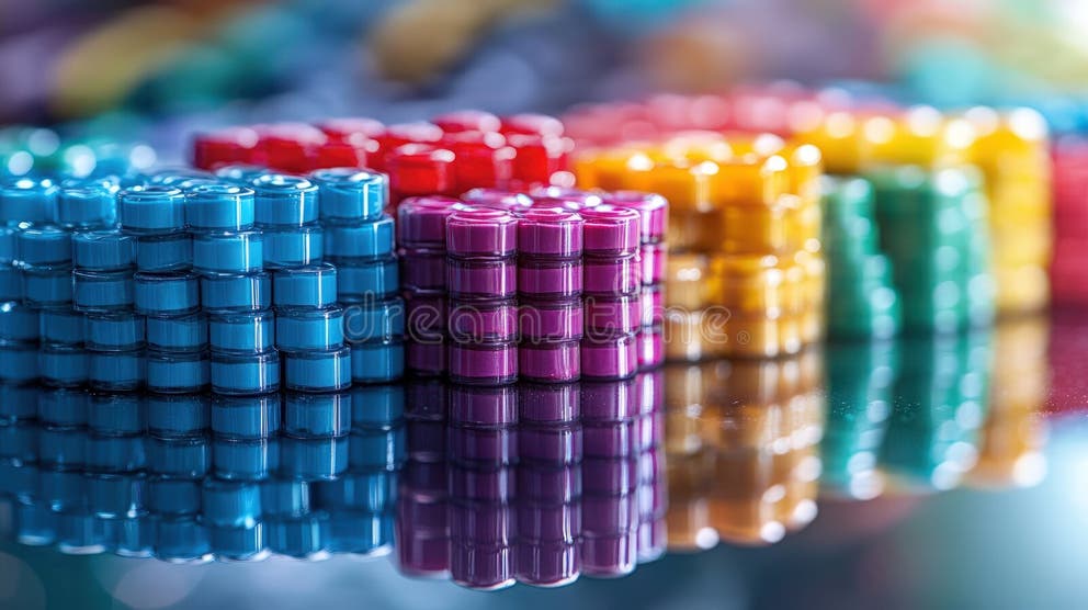 Colorful Beaded Structures Reflected on a Surface Stock Illustration ...