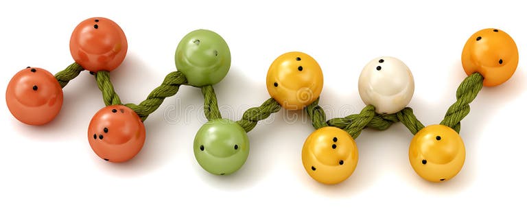 Colorful Beads Connected by Green String on White Background Stock ...