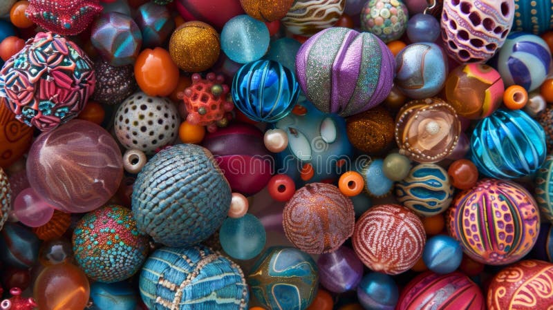 A of Colorful Beads Each with Its Own Unique Texture and Shape Creating ...