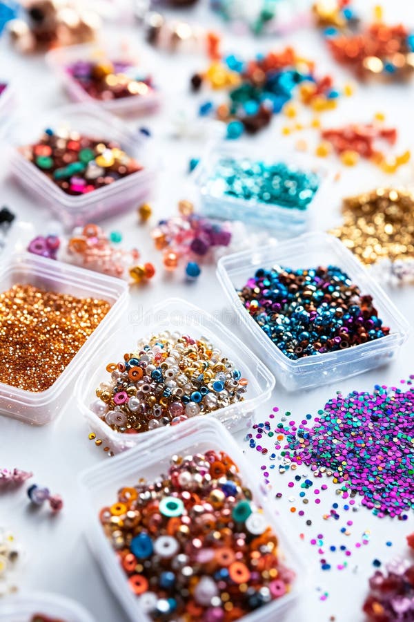 Colorful Beads and Glitter Assortment for Crafts High Quality Image ...