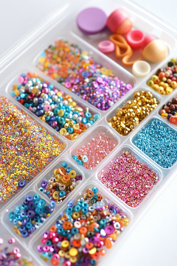 Colorful Beads and Glitter Assortment in Organizer High Quality Image ...