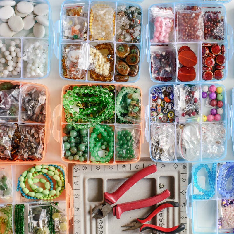 Colorful Beads and Instruments Stock Image - Image of assortment ...