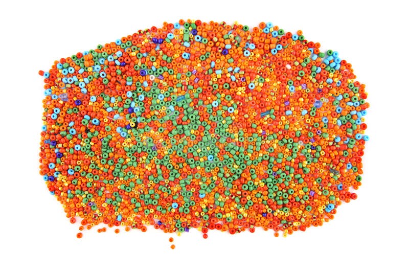 Colorful Beads Pile on White Background. Stock Photo - Image of craft ...