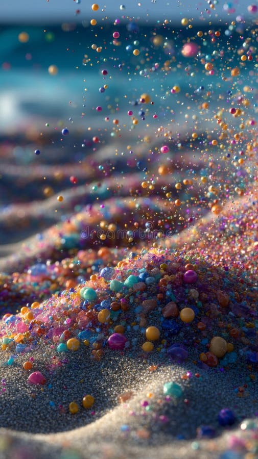 Colorful Beads on Sand Beach Background Stock Illustration ...