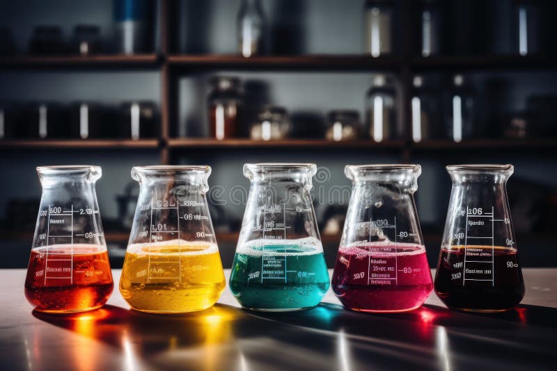 Colorful Beakers Chemicals. Generate Ai Stock Illustration ...