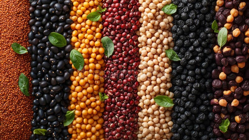 Colorful Beans and Legumes for Healthy Cooking Stock Illustration ...
