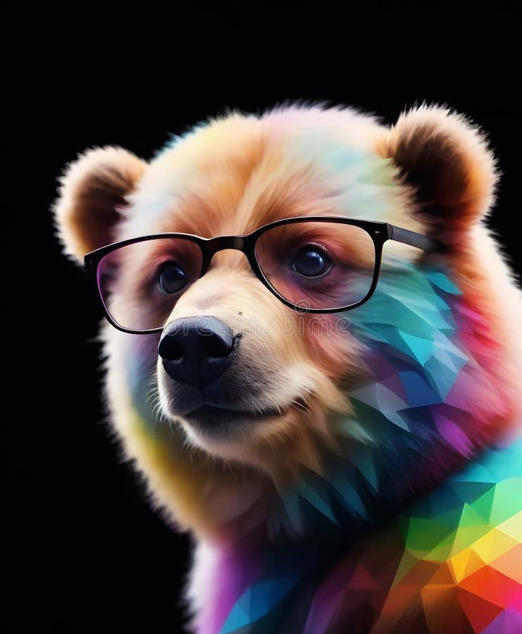 Colorful Bear with Glasses: Artistic Expression Stock Photo - Image of ...