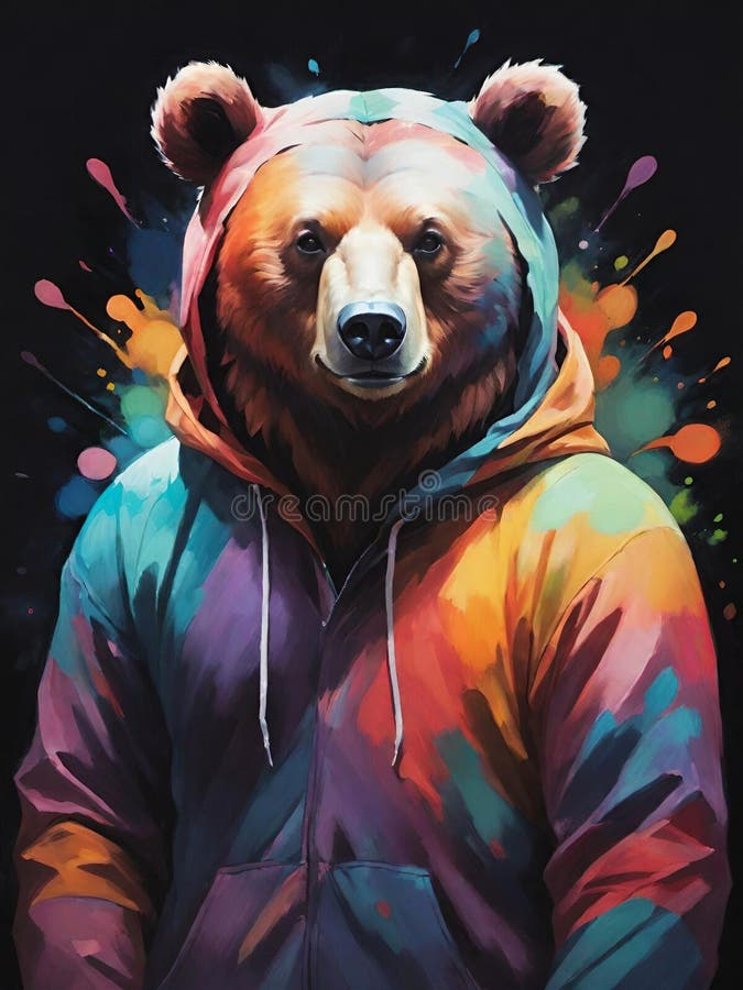 Colorful Bear in a Modern Design Stock Illustration - Illustration of ...