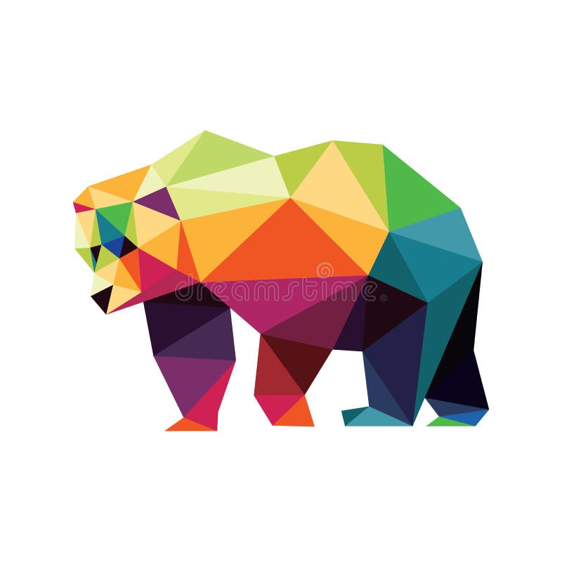 Colorful Bear Polygonal Low Poly Logo Icon Stock Vector - Illustration ...