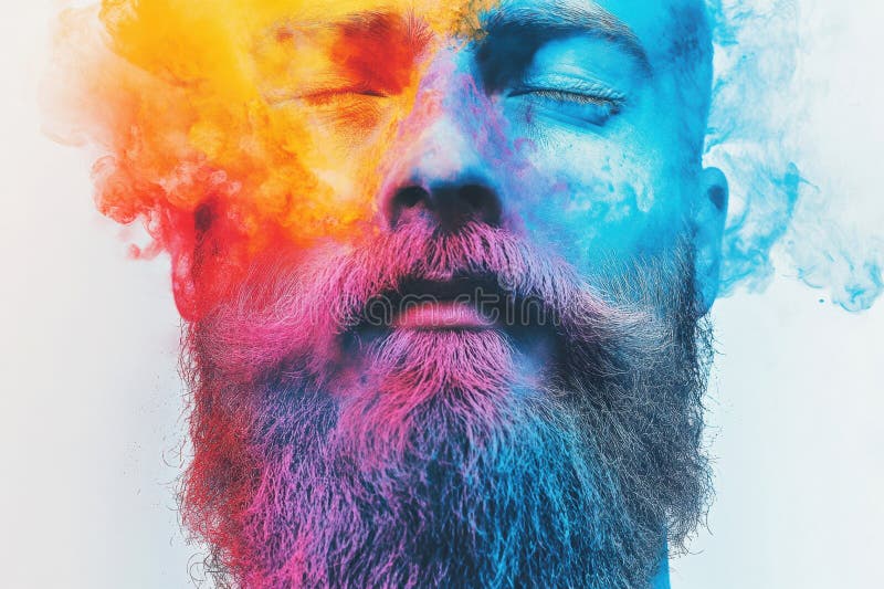 Colorful Beard Shape Art Splashed with Vibrant Paint Creates a Striking ...