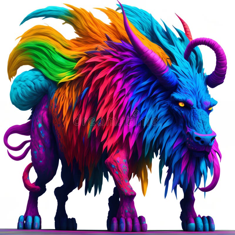Colorful Beast, Generative AI Illustration Stock Illustration ...