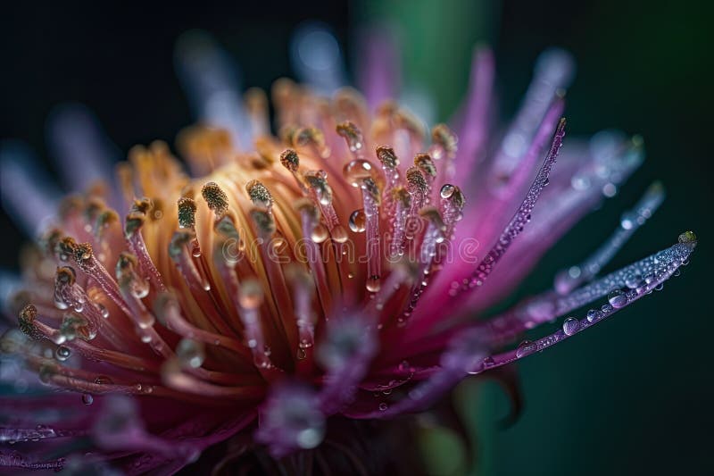 Colorful Beautiful Flower Close-up with Dew Drops. Generative AI Stock ...