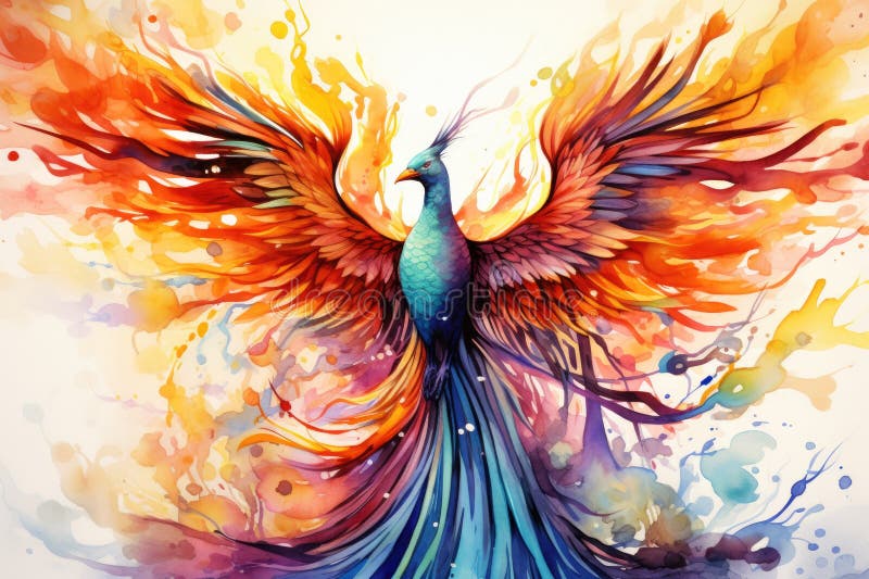 Colorful Beautiful Phoenix AI Generated Stock Image - Image of fire ...