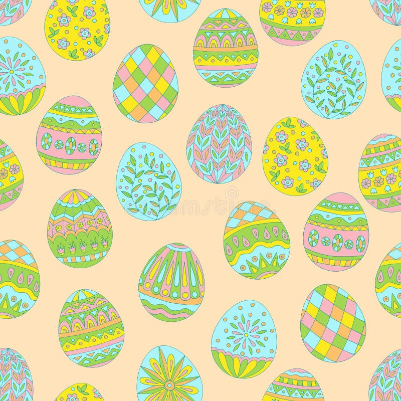 Seamless Pattern of Easter Eggs Stock Illustration - Illustration of ...