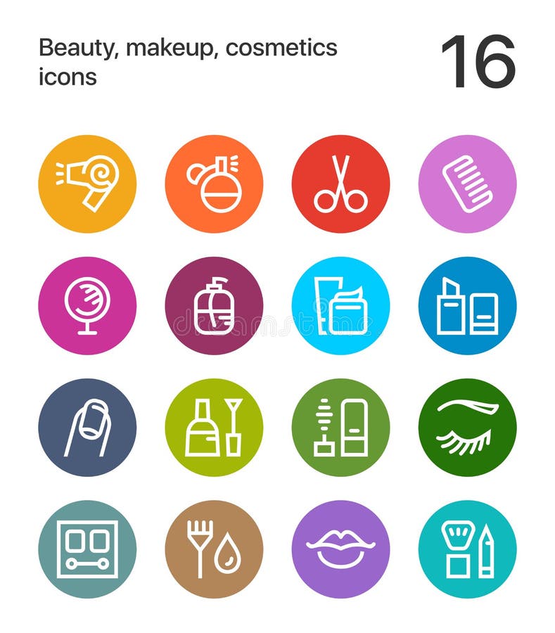 Colorful Beauty, Cosmetics, Makeup Icons for Web and Mobile Design Pack ...