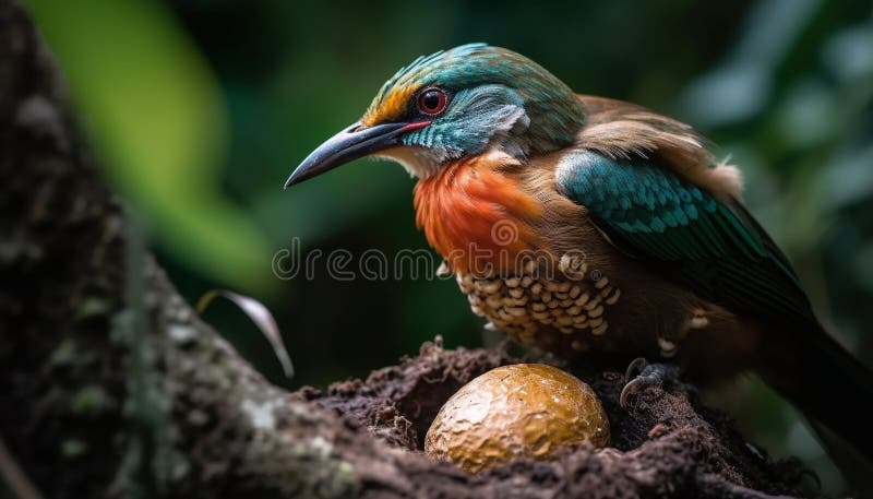 Colorful Bee Eater Perched on Branch in African Forest Habitat ...