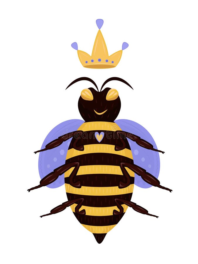 Colorful Bee Queen with Crown Stock Vector - Illustration of icon ...