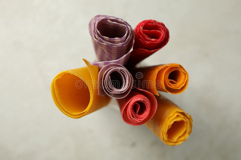 Colorful Beeswax Food Wraps on Light Table, Top View Stock Image ...