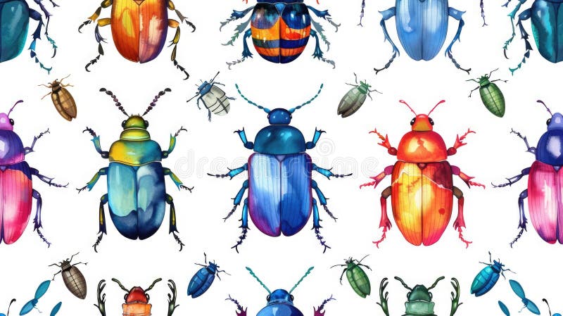 Colorful Beetles on White Background Stock Photo - Image of variety ...