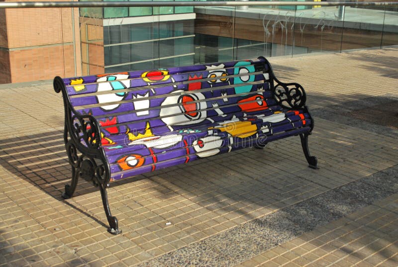 Colorful bench editorial stock image. Image of santiago - 57042329