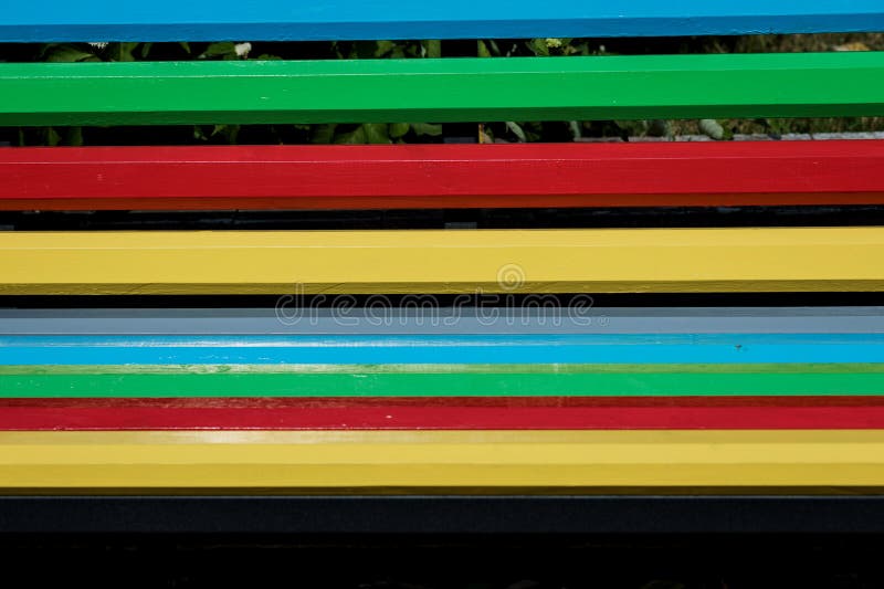 Colorful Bench in the City Park Stock Image - Image of summer, rainbow ...
