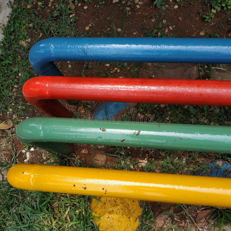 Colorful Bench in the Park. Stock Photo - Image of furniture, play ...