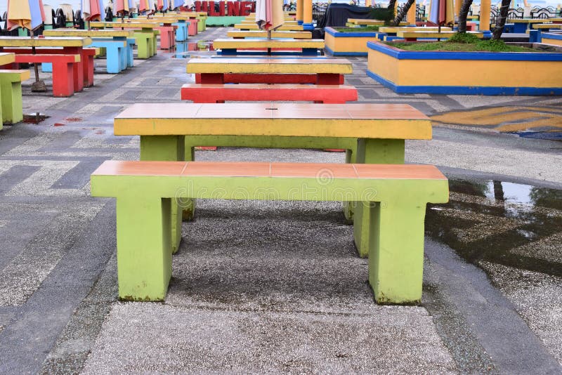 Colorful bench in the park stock image. Image of summer - 138357761