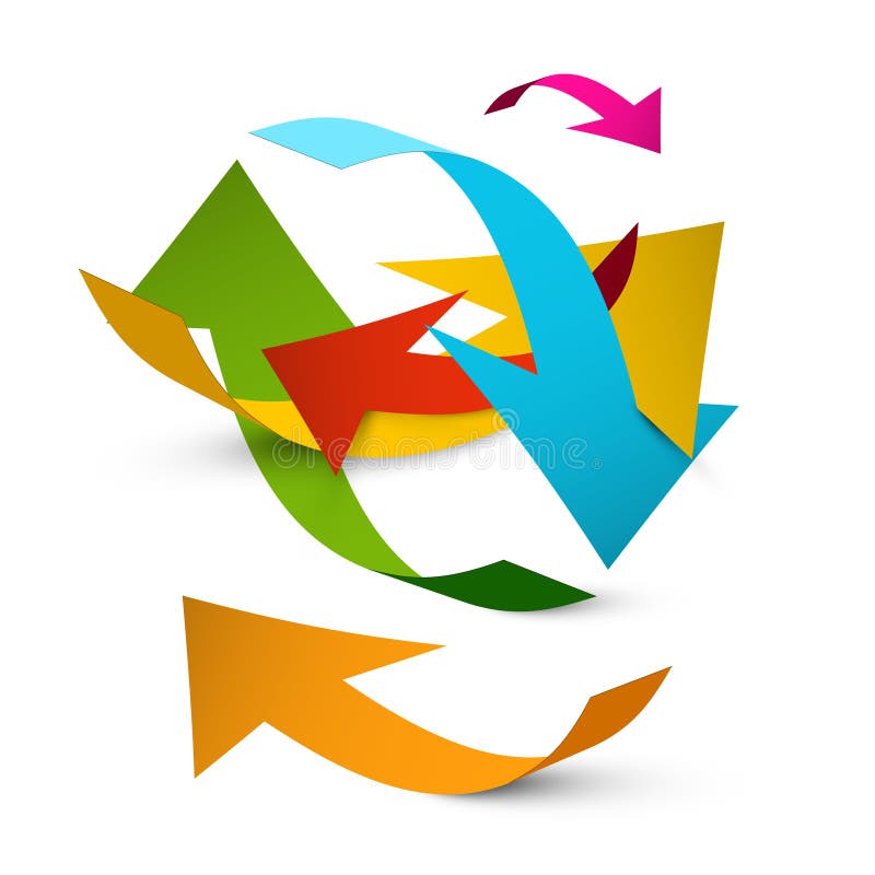 Colorful Bent Paper Arrows on White Background Stock Vector ...