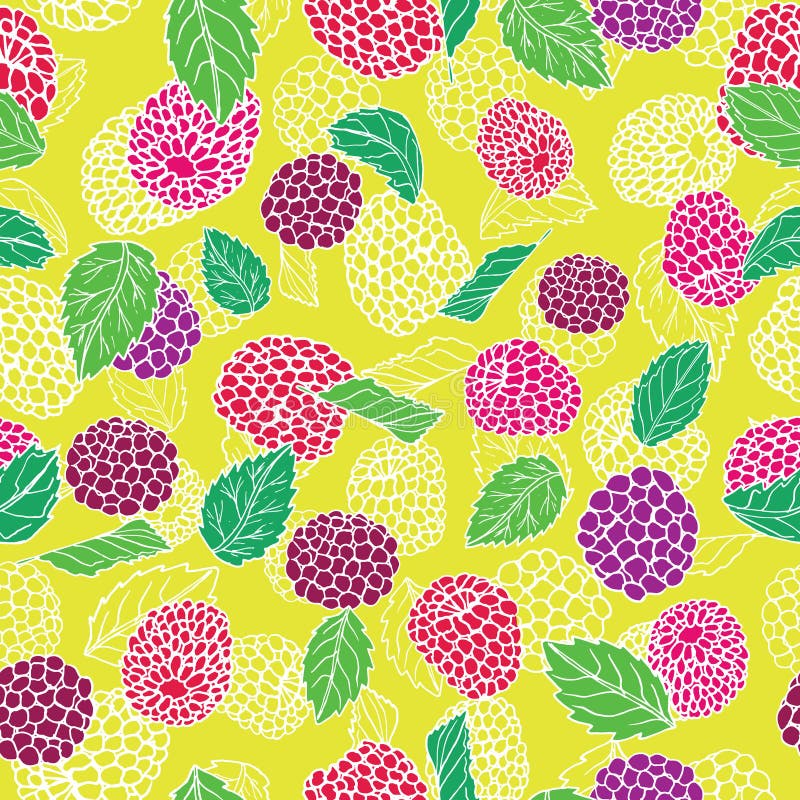 Colorful Berries Seamless Pattern Background Design. Summer Fruit Berry ...