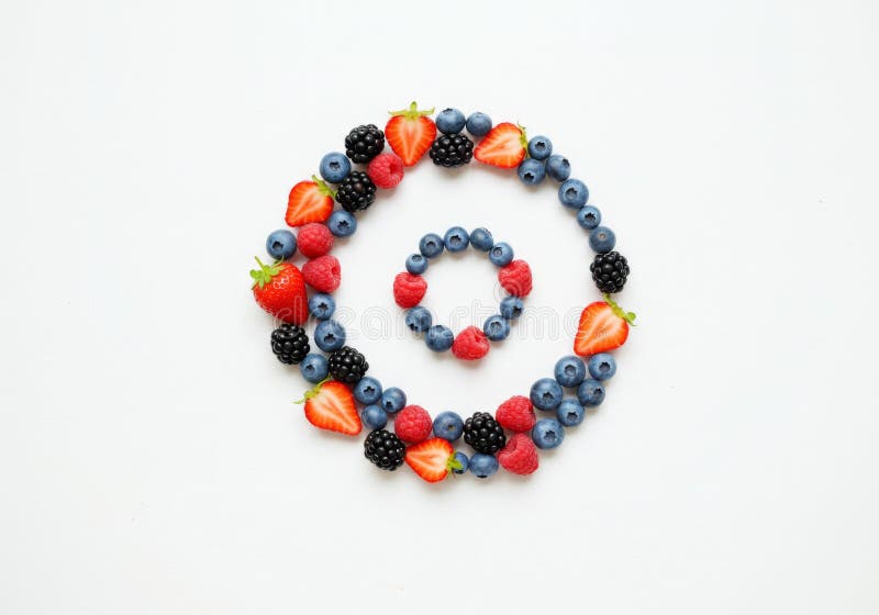 Colorful Berry Circle Pattern on White Background Stock Illustration ...