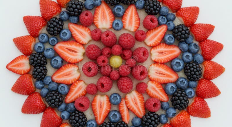 Colorful Berry Mandala Pattern on White Background Stock Illustration ...