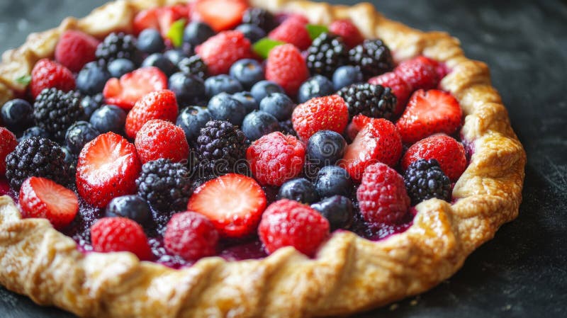 Colorful Berry Tart with Crust Stock Illustration - Illustration of ...