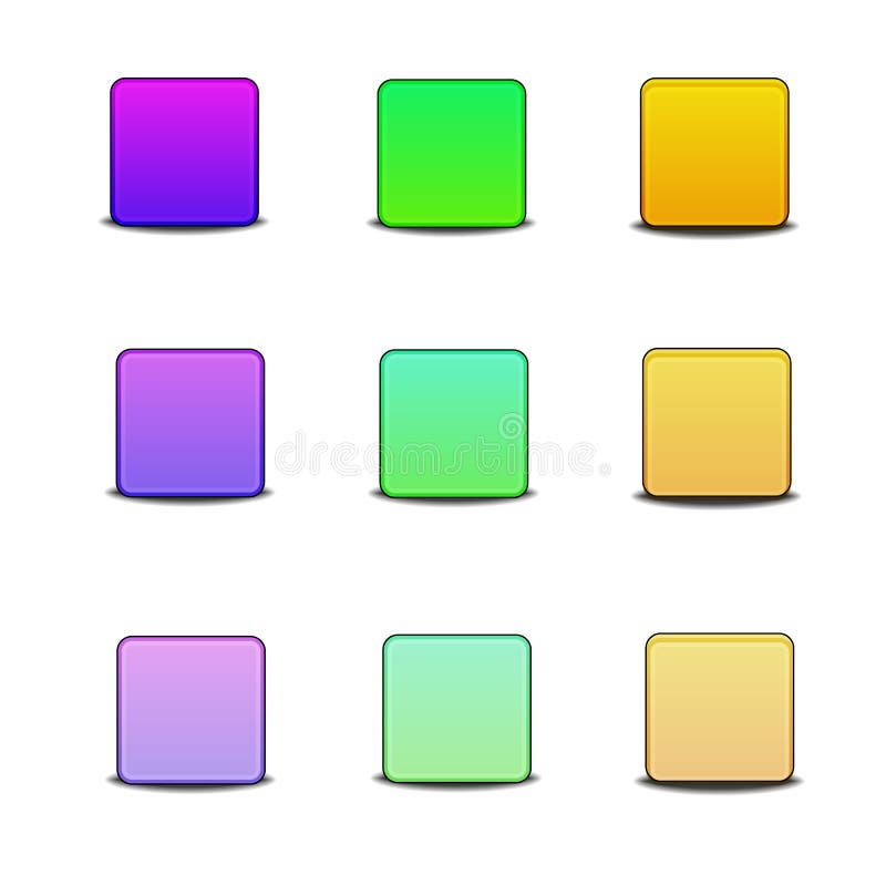 Colorful Bevel Styled Icon Set Stock Vector - Illustration of rounded ...