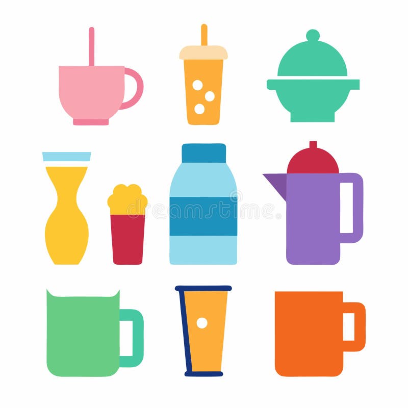 Colorful Beverage Icons Set for Web Design and Mobile Apps Stock Vector ...