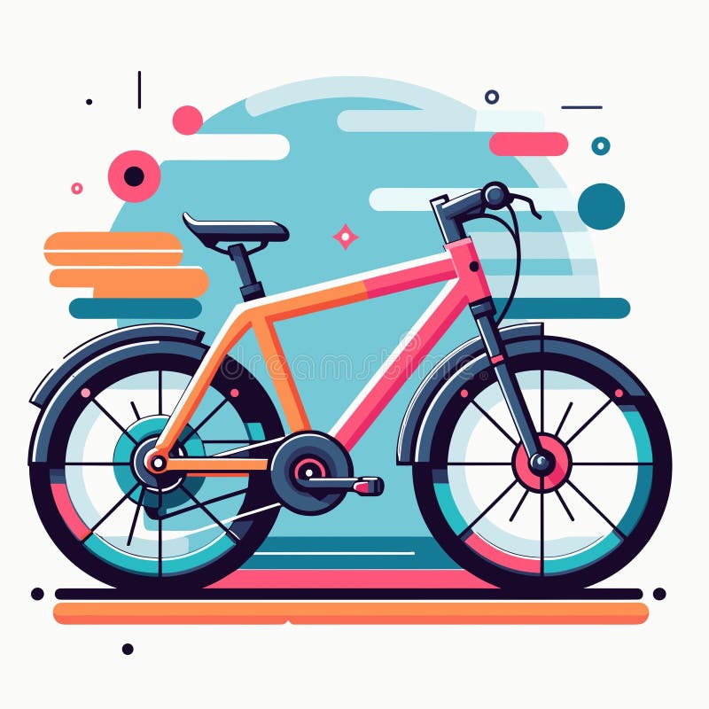 Colorful Bicycle Illustration with Geometric Background Stock ...