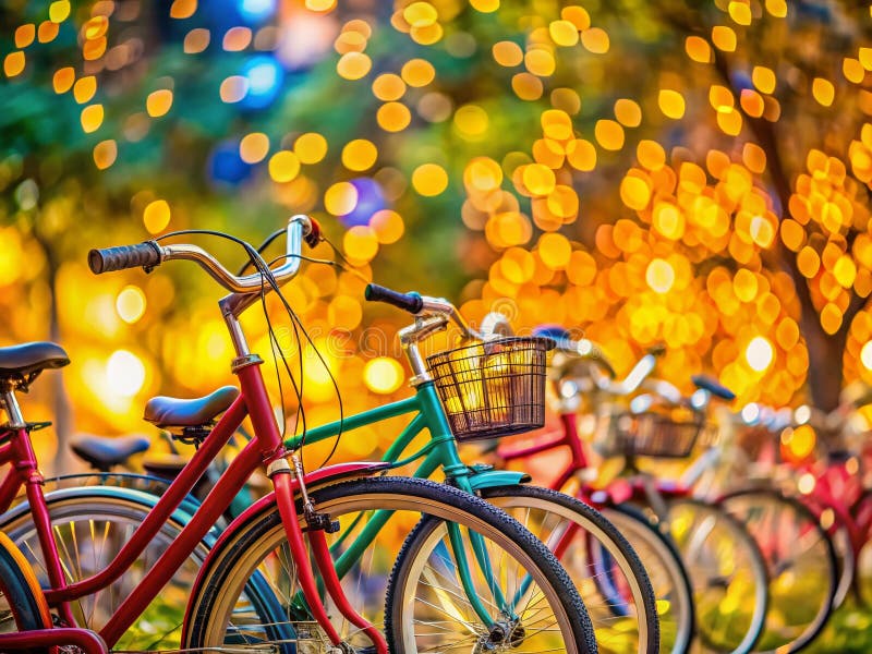 Colorful Bicycle Pattern Against a Blurred Background a Dynamic and ...