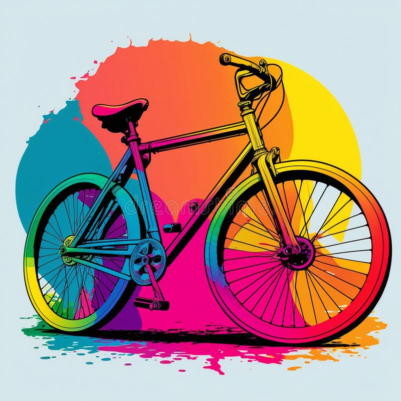 Colorful Bicycle in Pop Art Style Stock Illustration - Illustration of ...