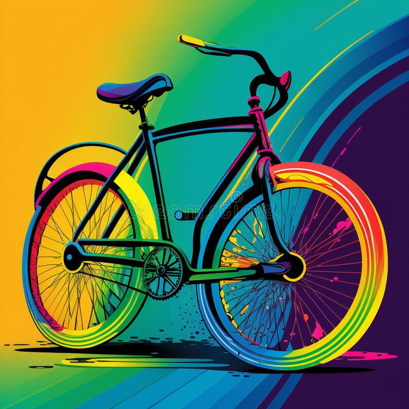 Colorful Bicycle in Pop Art Style Stock Illustration - Illustration of ...