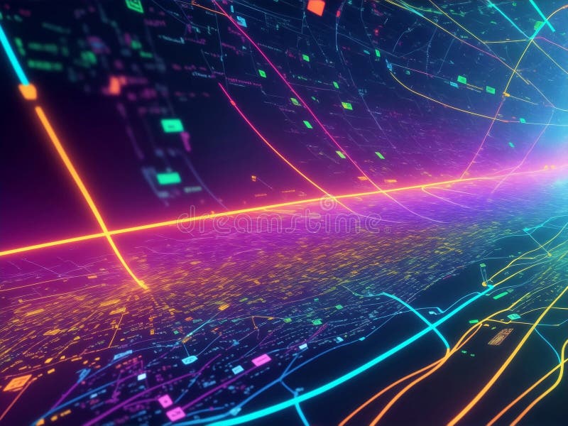 Colorful Big Data Flow. Blockchain Data Fields, Generative AI ...