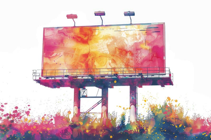 A Colorful Billboard Covered in Vibrant Paint Splatters Stock Photo ...