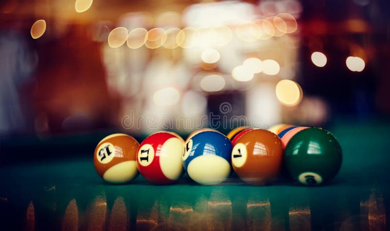Colorful Billiard Balls on a Billiard Table Stock Photo - Image of ...