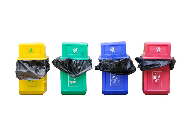 Large Colorful Trash Cans Collection Stock Image - Image of mark ...