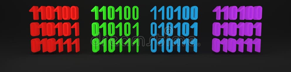 Colorful Binary Code Icon Isolated on Black Background. Minimalism Concept Stock Illustration ...